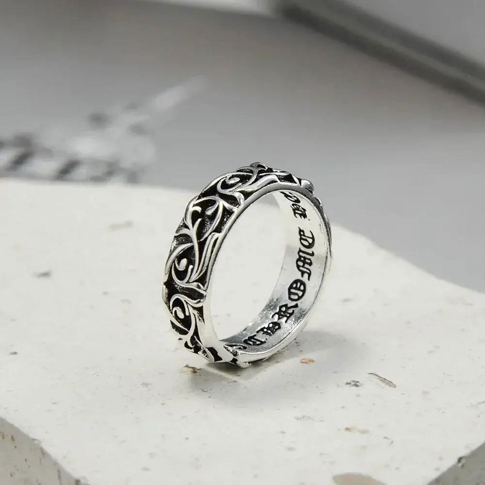FLORAL PATTERNED SILVER RING ELEGANT JEWELRY ACCESSORY – Sweetheart ...